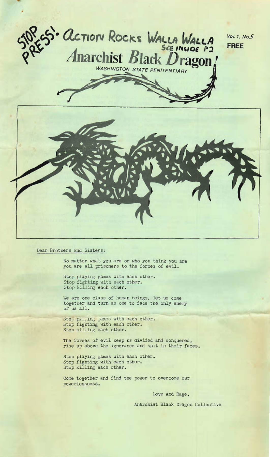 Anarchist Black Dragon: Volume 1, Issue 5, August(?) 1979 | libcom.org